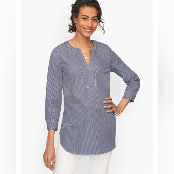 Talbots | Tops | Talbots Tunic Popover Easy Stripe Black White Sz ...